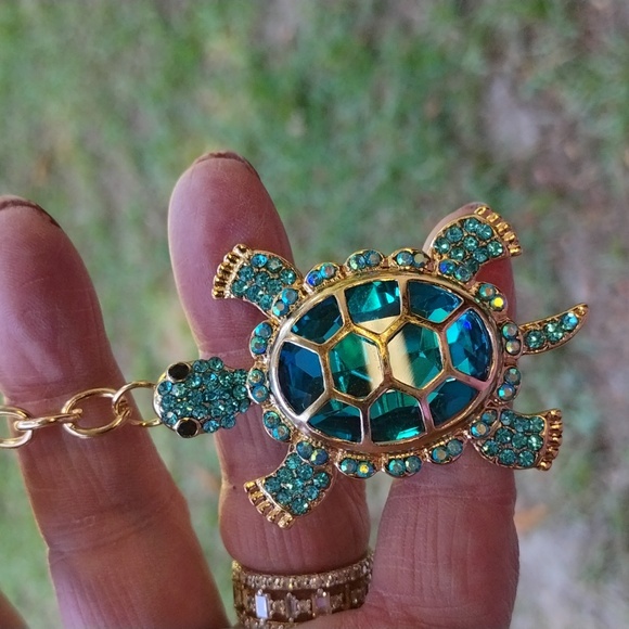 Bags | Blue Rhinestone Turtle Keychain Bag Charm | Poshmark